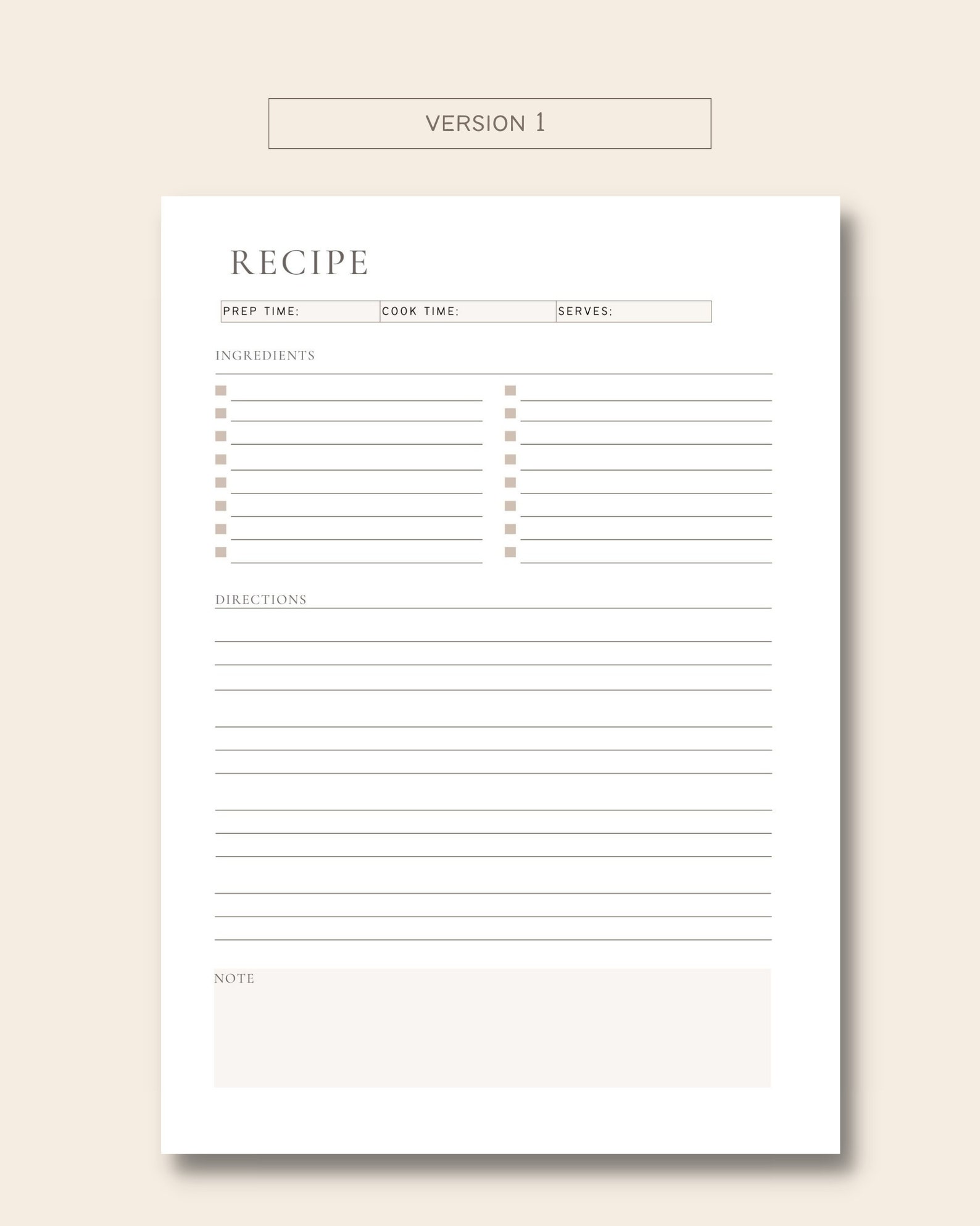 Recipe Template, Customizable Recipe Pages to Write Out Recipes ...
