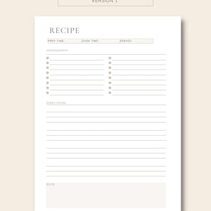 Recipe Template, Customizable Recipe Pages to Write Out Recipes ...