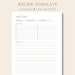 Recipe Template, Customizable Recipe Pages to Write Out Recipes ...