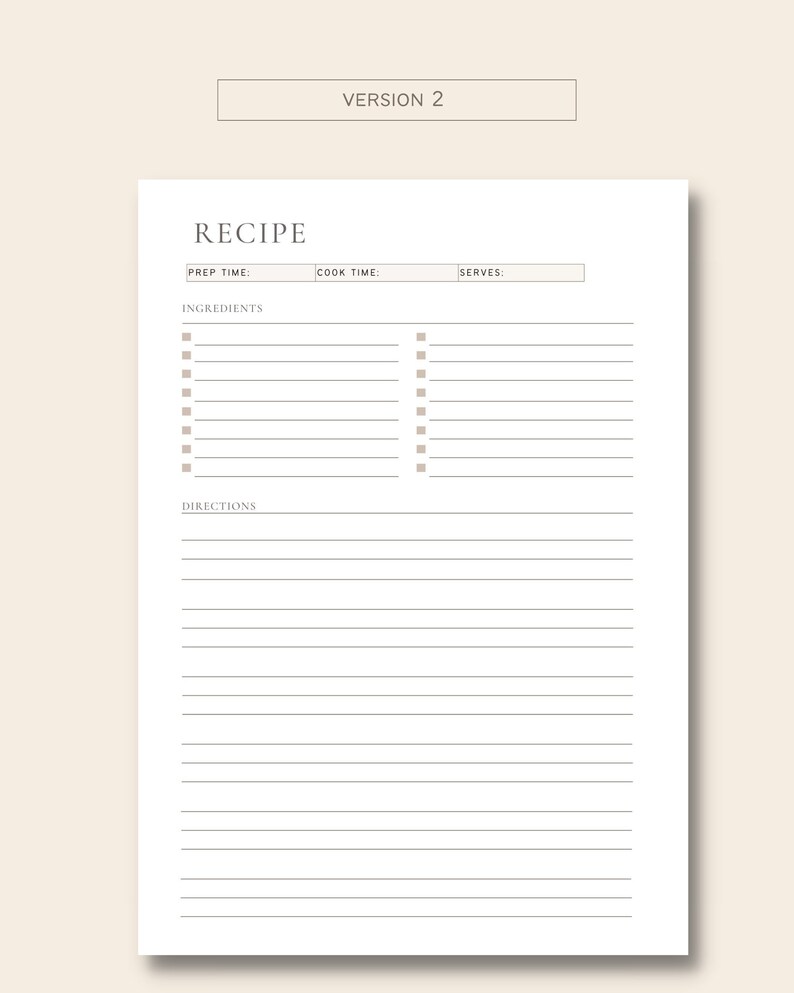 Recipe Template, Customizable Recipe Pages to Write Out Recipes ...