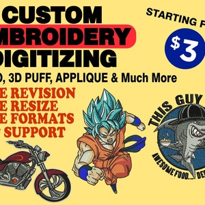 Custom Embroidery Digitizing, DST File, PES File, EMB - Etsy