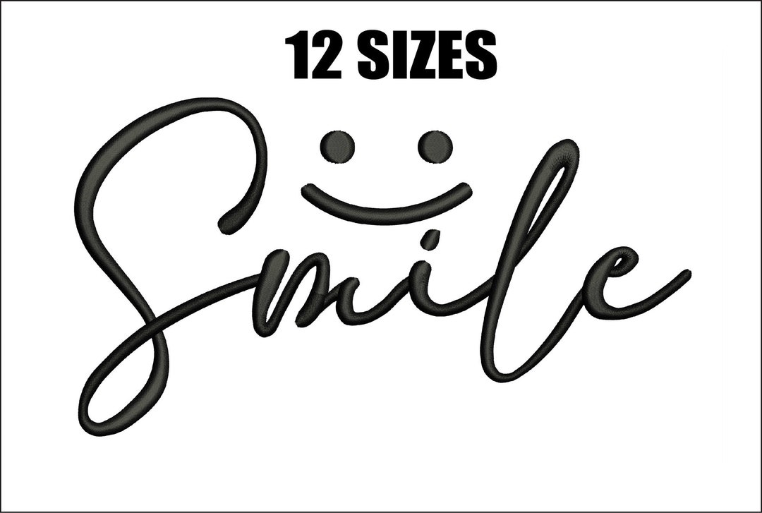 Script Font Smile Embroidery Design, Script Smile Embroidery File ...