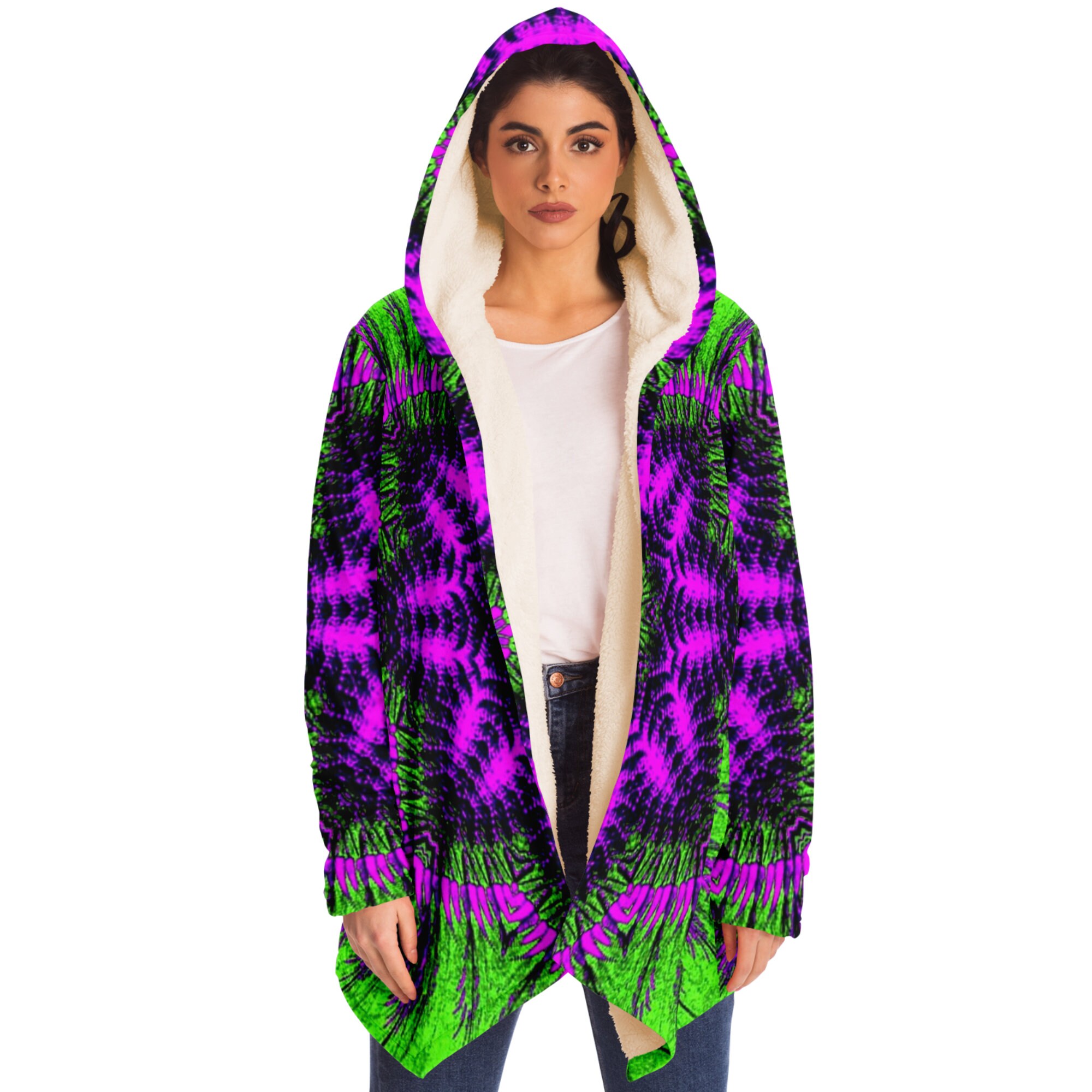 Lsdream Green and Pink Tie Dye Cloak, Trippy Lsdream Cloak, Festival ...