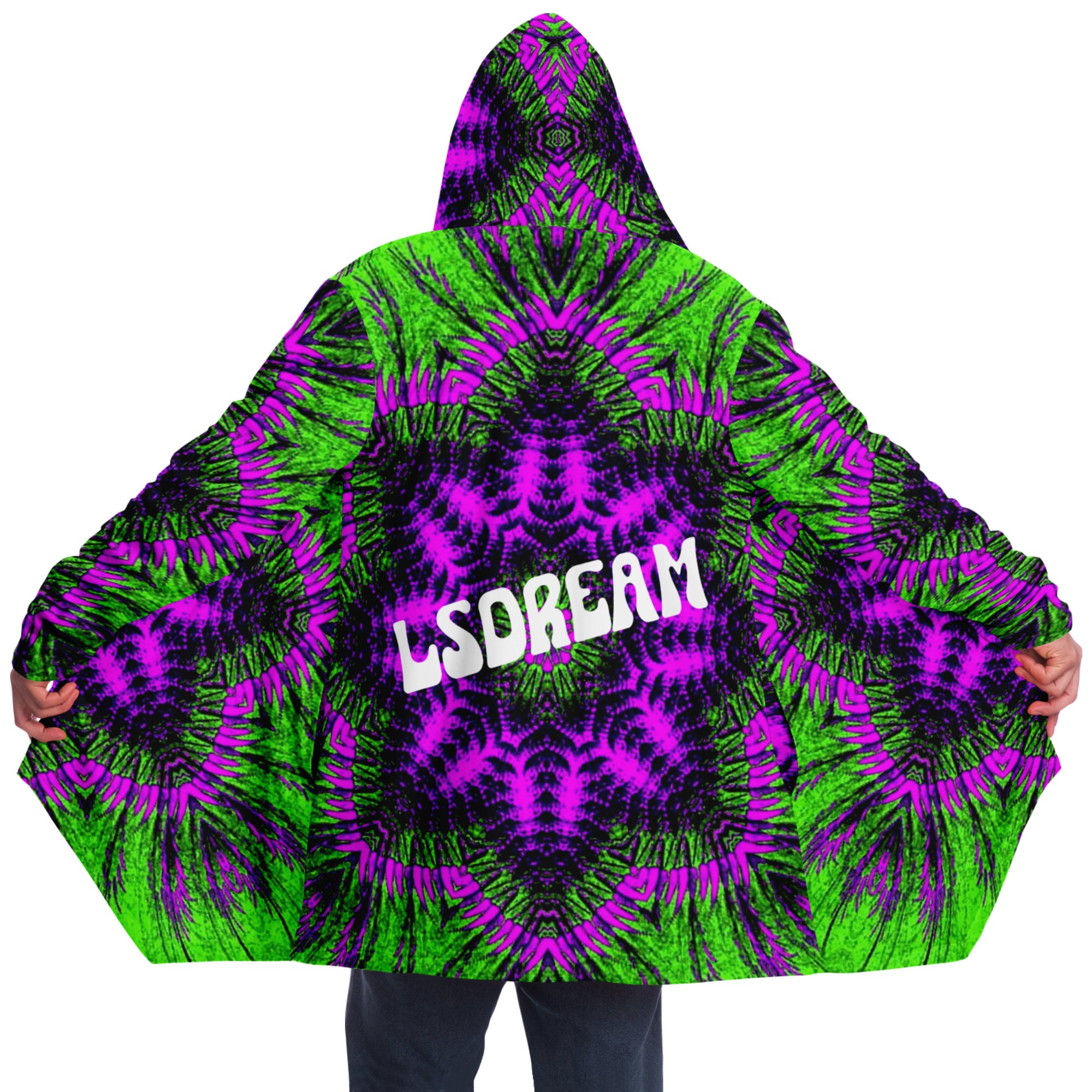 Lsdream Green and Pink Tie Dye Cloak Trippy Lsdream Cloak - Etsy