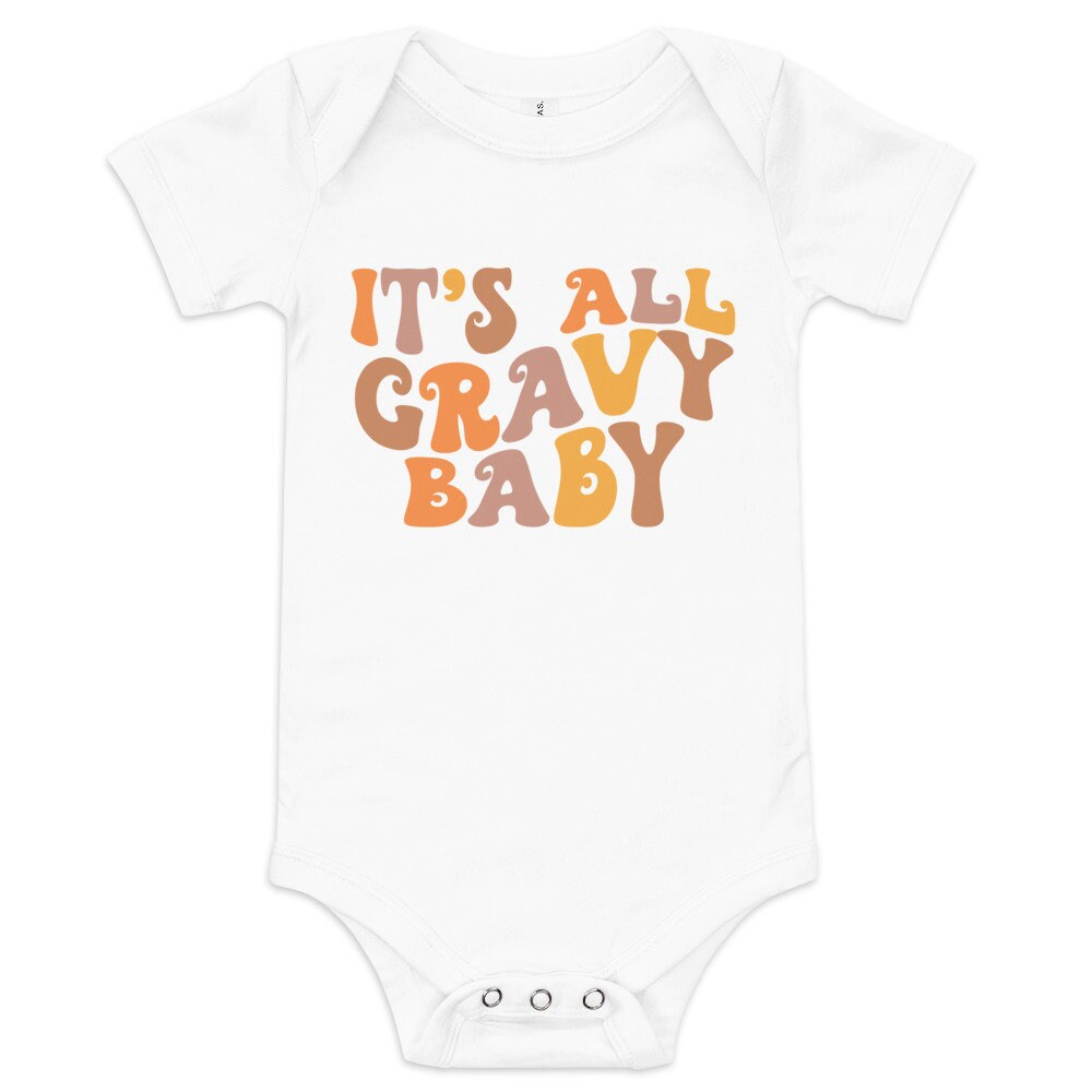 RETRO THANKSGIVING ONESIE® It's All Gravy Baby, Cute Thanksgiving ...