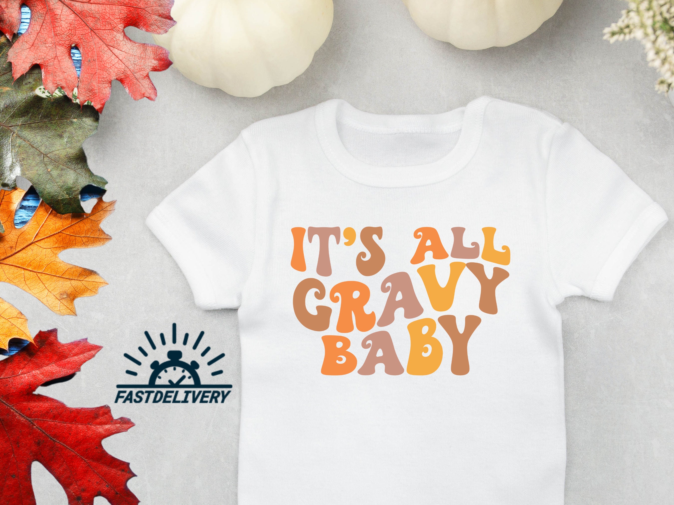 RETRO THANKSGIVING ONESIE® It's All Gravy Baby, Cute Thanksgiving ...