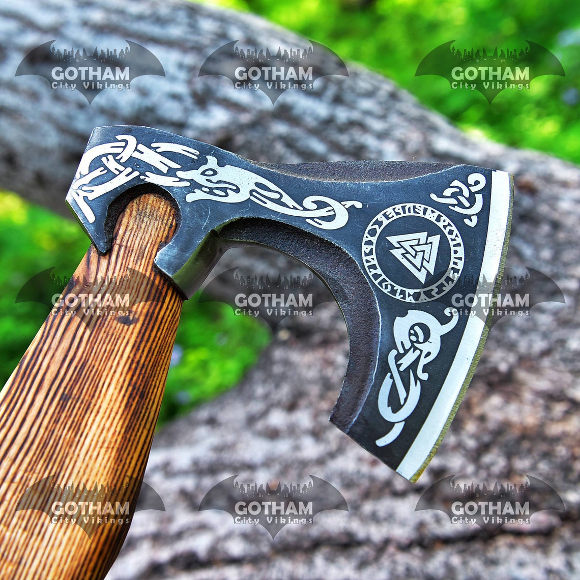 Custom Hand Forged High Carbon Steel Hunting Axe With Beautiful Leather ...