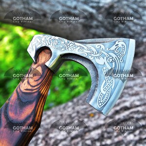 Custom Hand Forged High Carbon Steel Hunting Axe With Beautiful Leather ...