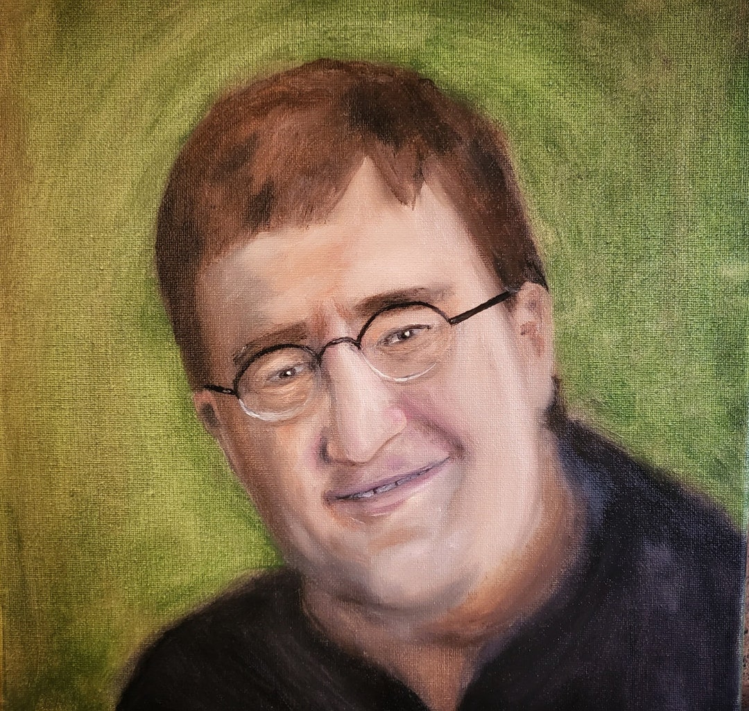 Gaben, Gabe Newell Meme Portrait - Original Artwork - Direct From ...