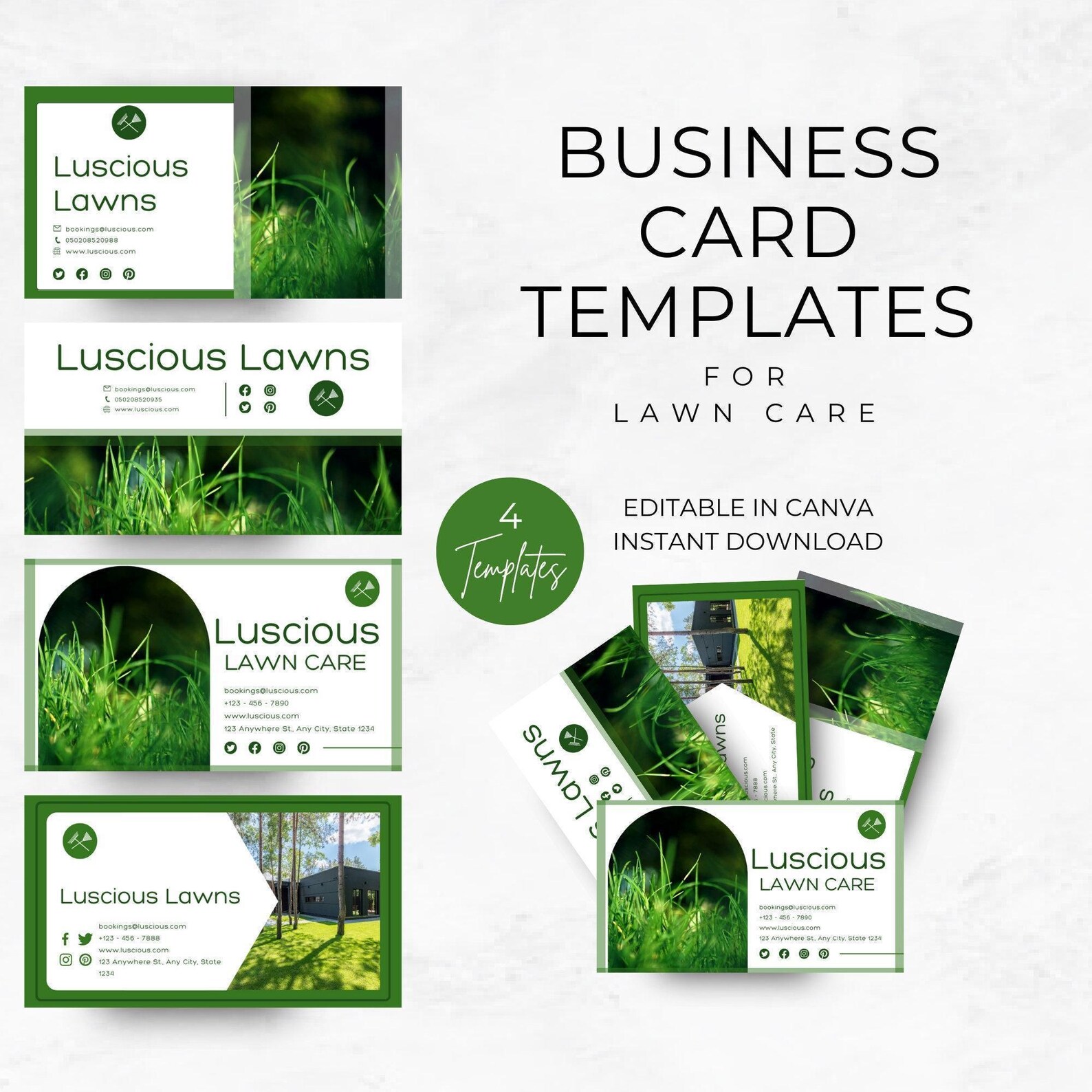 Lawn Care Business Card Editable Templates, Printable Marketing ...