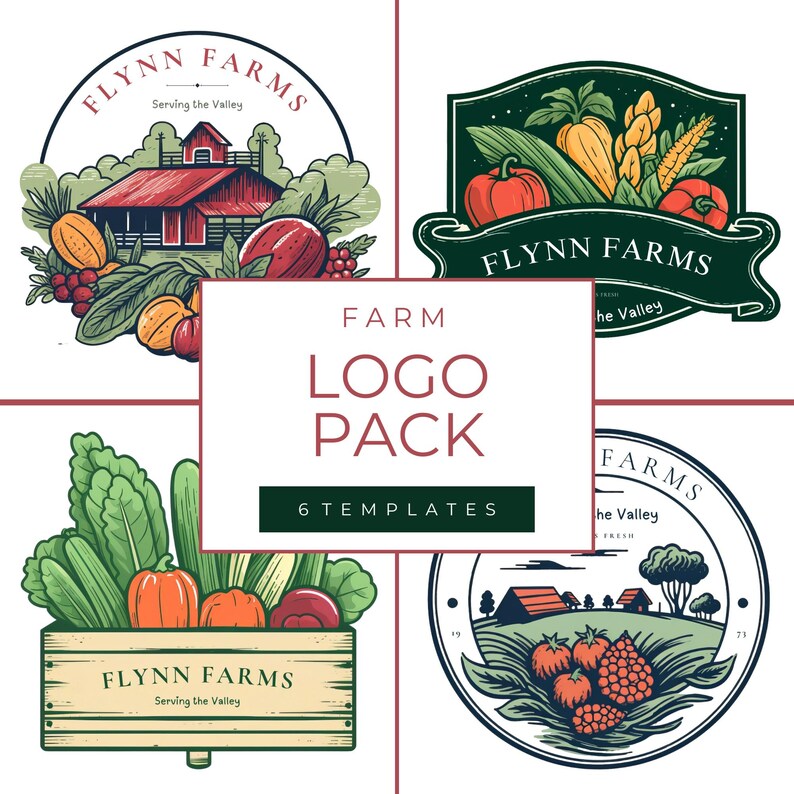 Editable Farm Logo Pack | Templates for Homesteads and Organic Product ...
