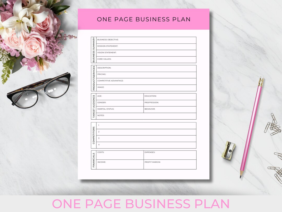 One Page Business Plan Templates | Small Business Plan | Printable ...