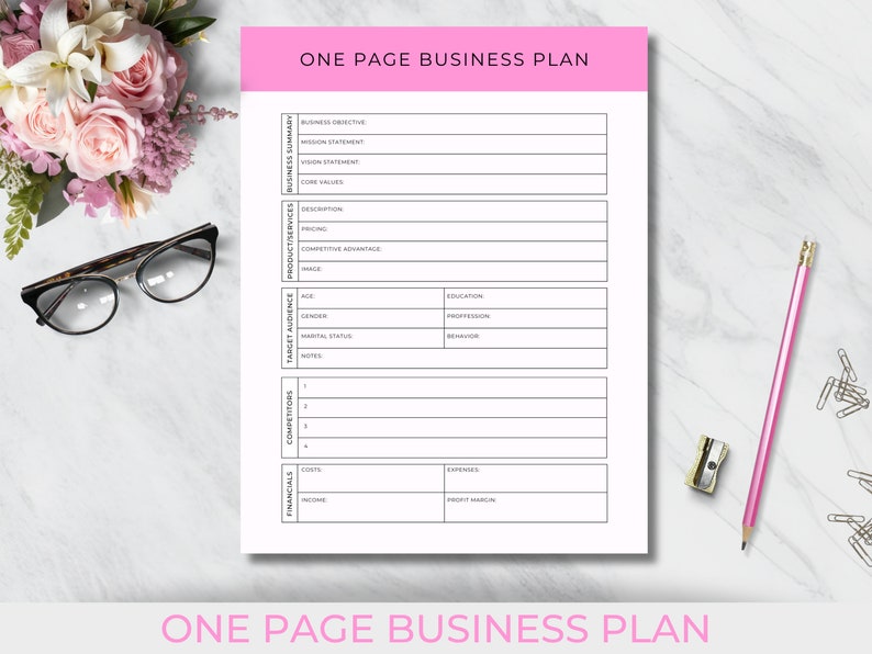 One Page Business Plan Templates | Small Business Plan | Printable ...