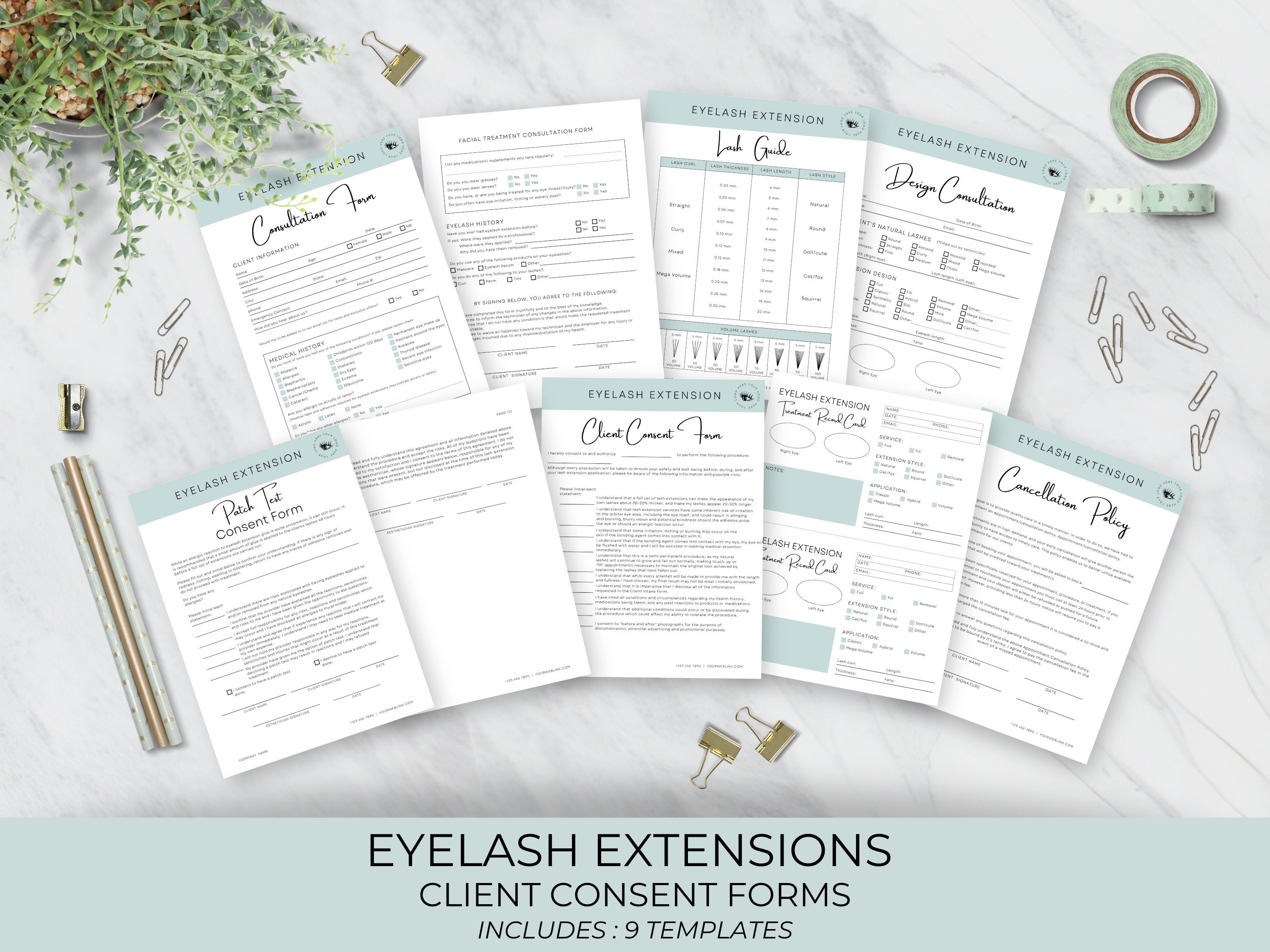 Eyelash Extension Client Consent Form | Lash Consultation | Esthetician ...