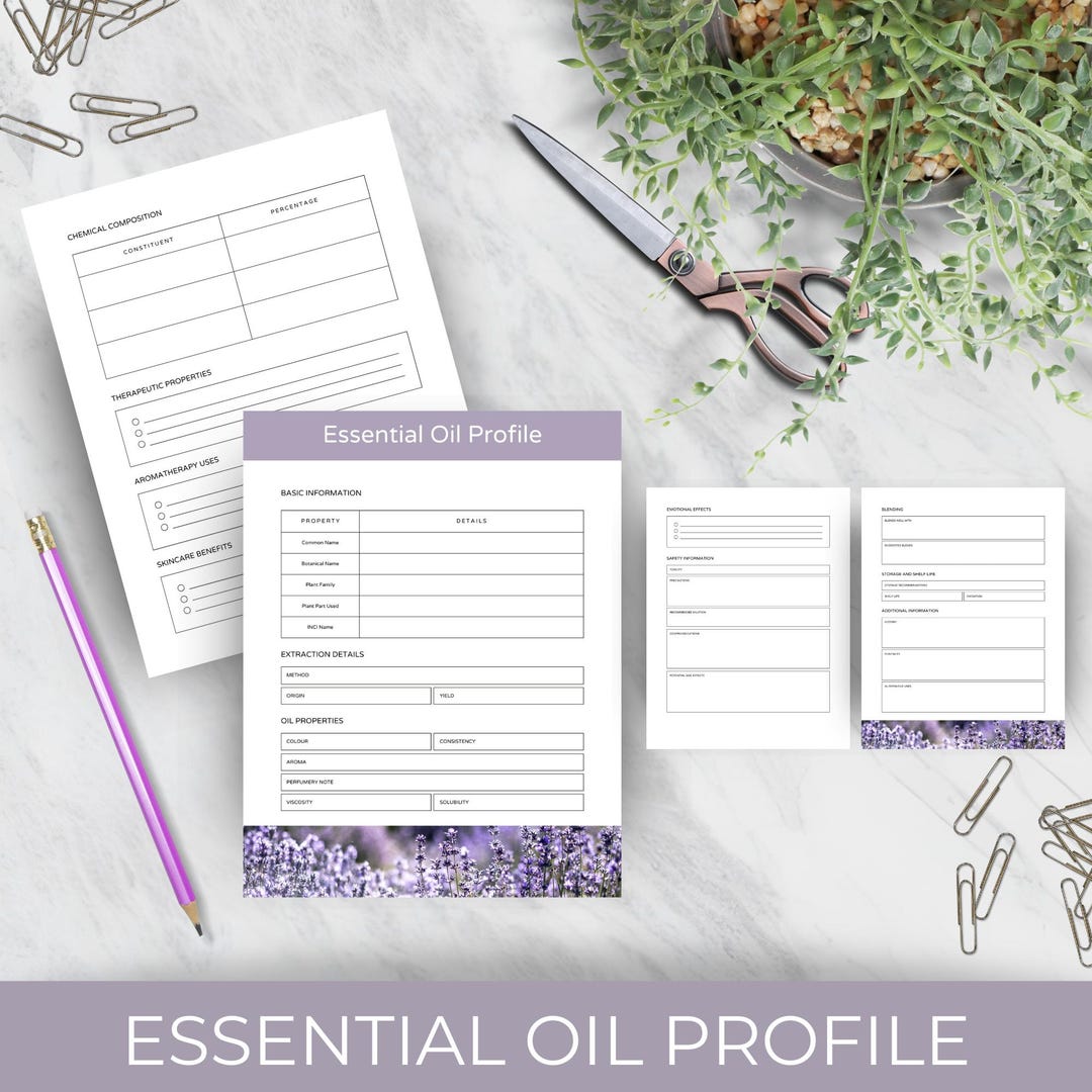 Editable Essential Oils Profile Template | Track Chemical Composition ...
