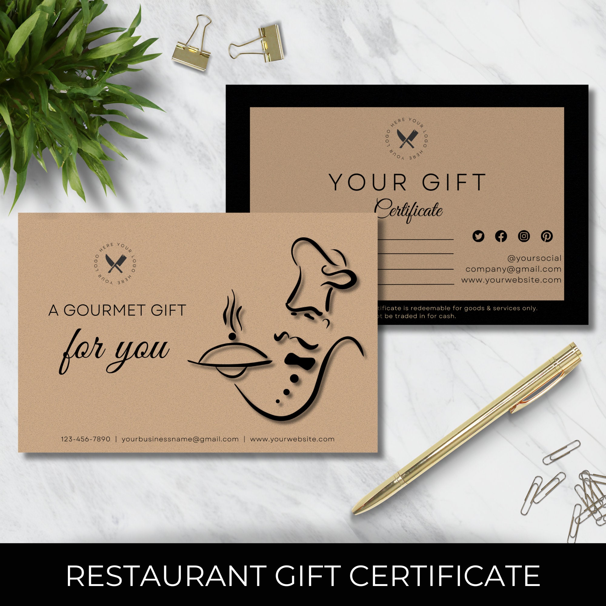 Printable Restaurant Gift Cards | Gift Certificate Template | Small ...