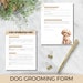 Editable Dog Grooming Business Intake Form Template Printable Client ...