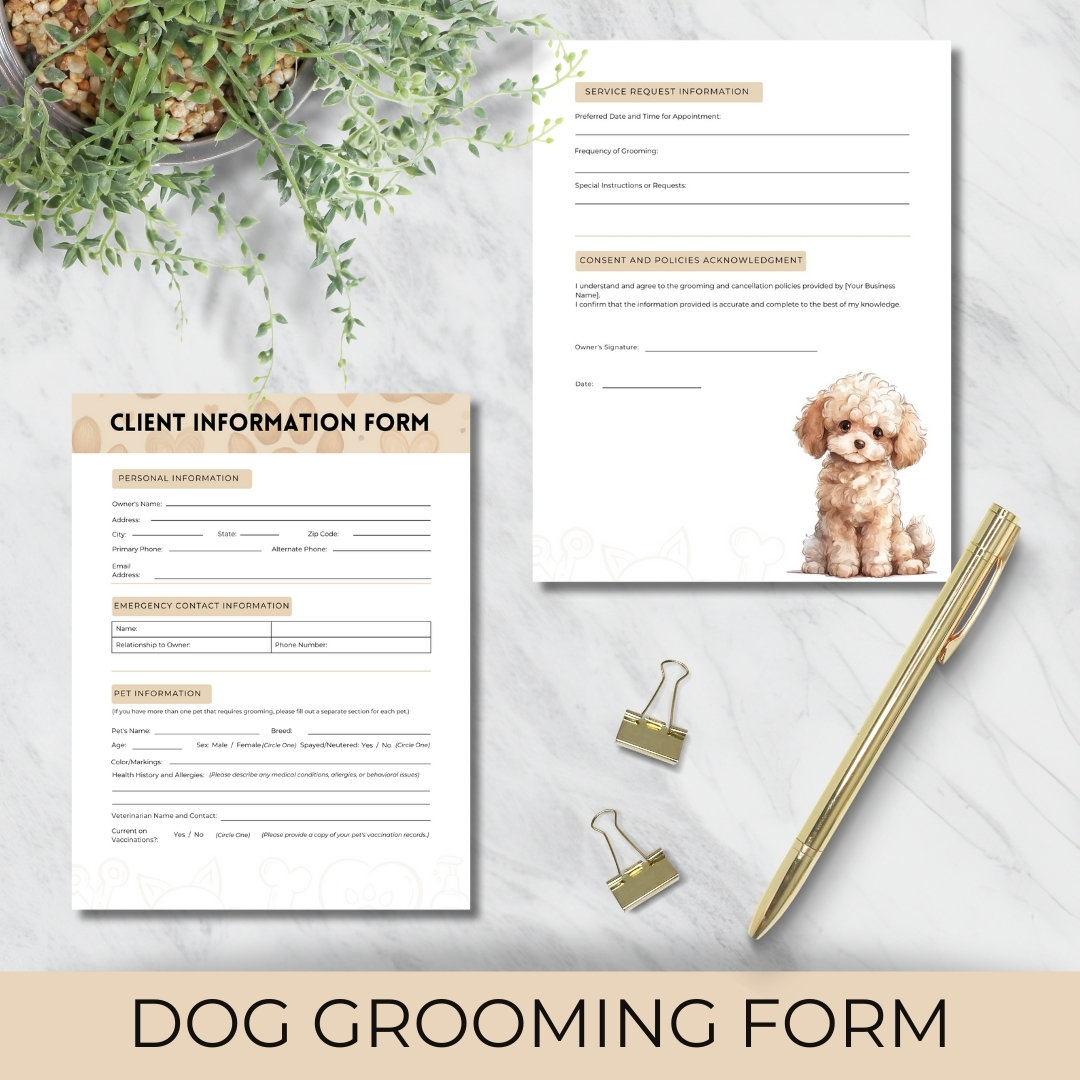 Editable Dog Grooming Business Intake Form Template Printable Client ...