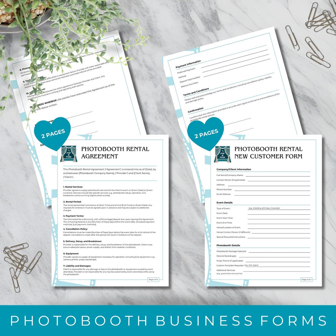 Photo Booth Business Forms | Event Contract and Rental Agreement ...