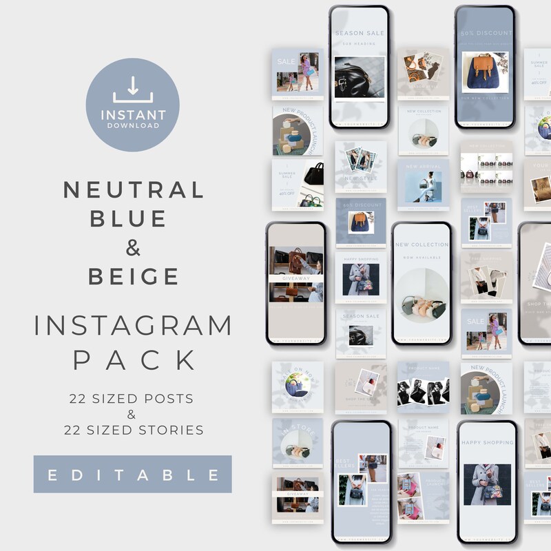 Blue Instagram Template - Etsy
