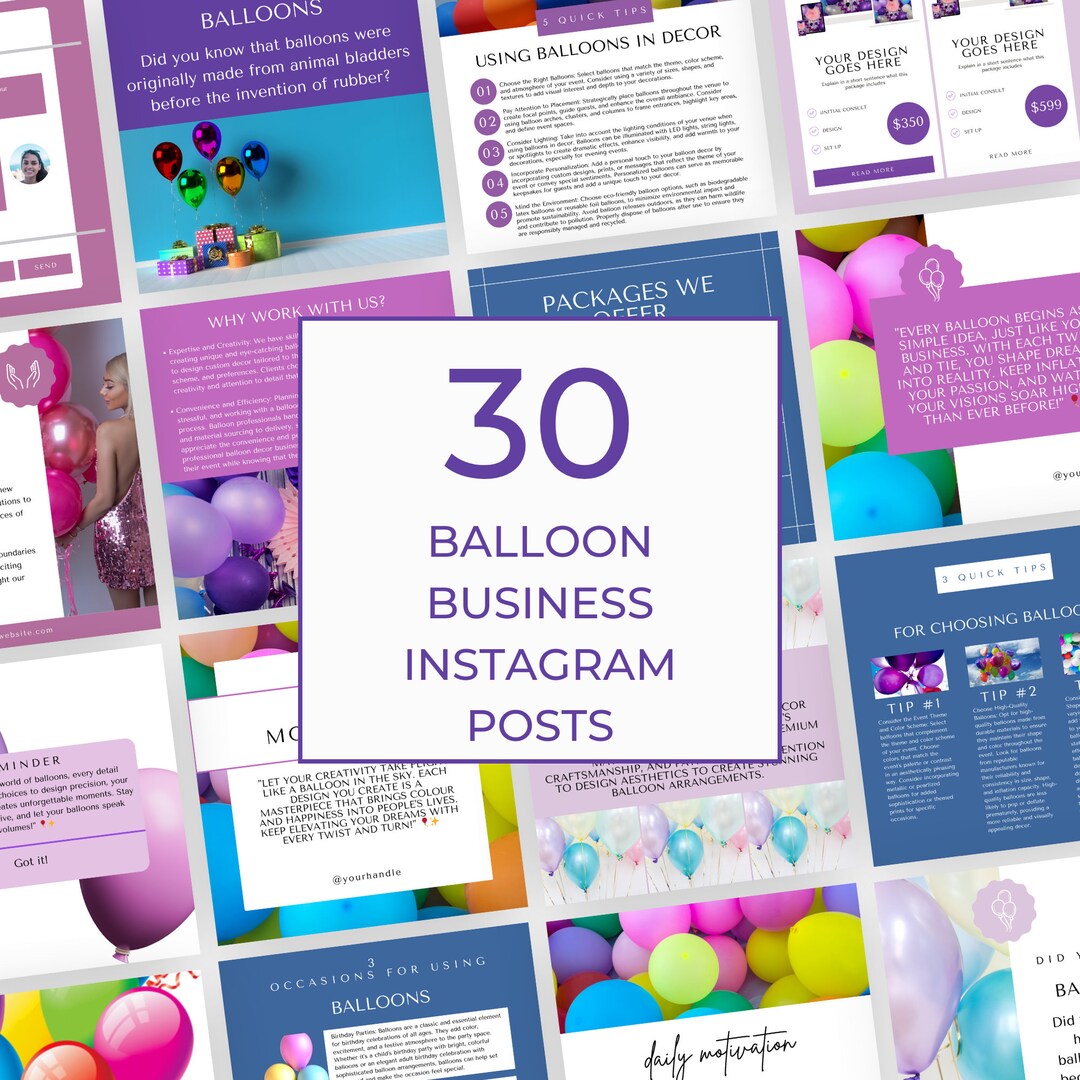 Balloon Decor Social Media Posts, Done for You Instagram Content ...