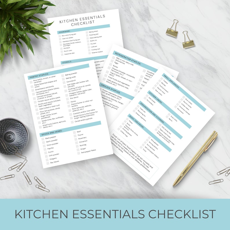 Checklist of Kitchen Essentials Printable Checklist Pantry Inventory ...