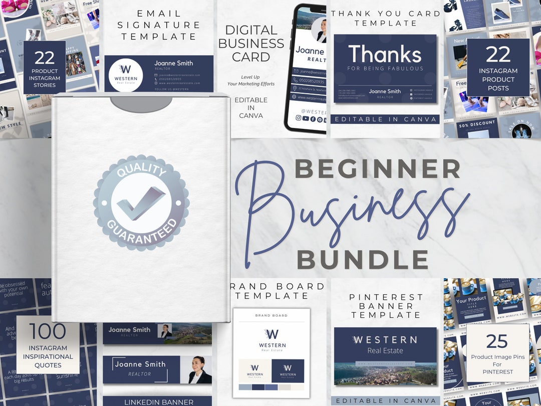 Navy Blue Marketing Bundle, Branding Templates for Small Business ...