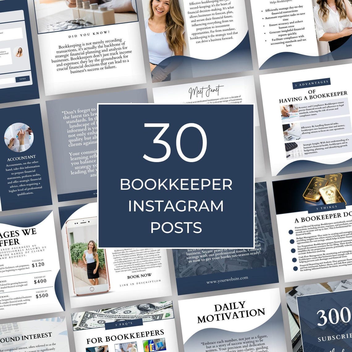 Social Media Posts for Bookkeepers, Editable Done for You Instagram ...