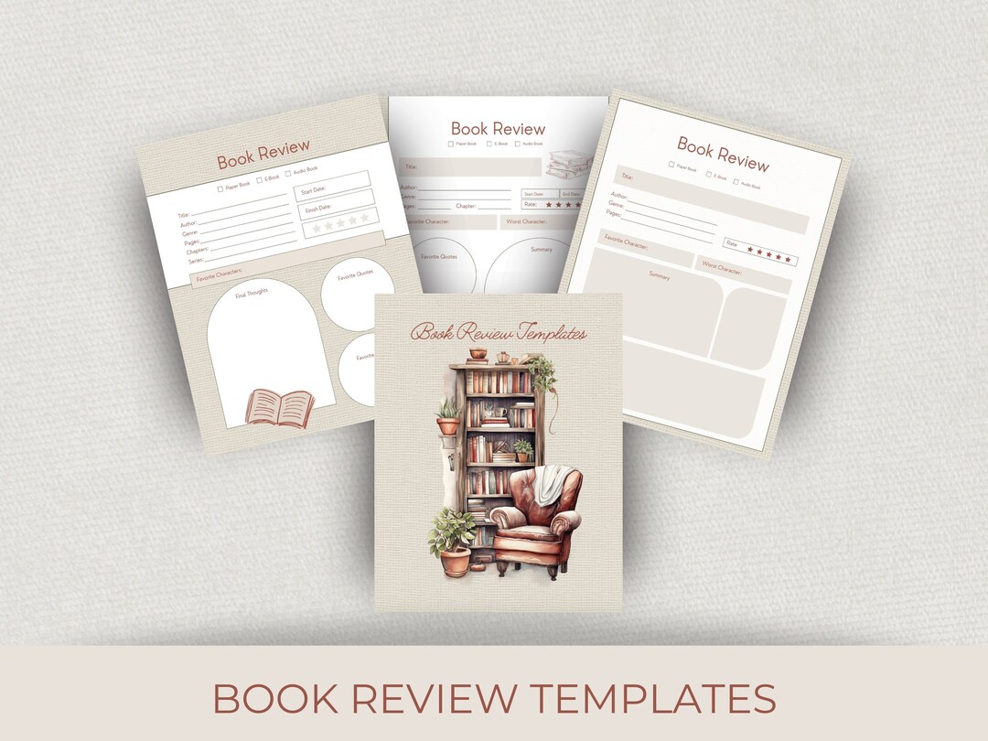 Book Review Template Pack, Editable and Printable Canva Templates for ...