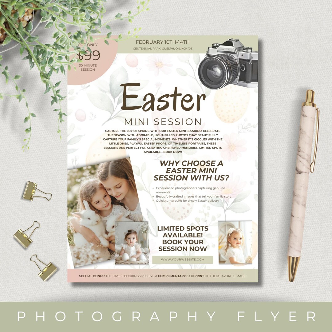 Editable Easter Mini Session Flyer | Printable Photography Marketing ...