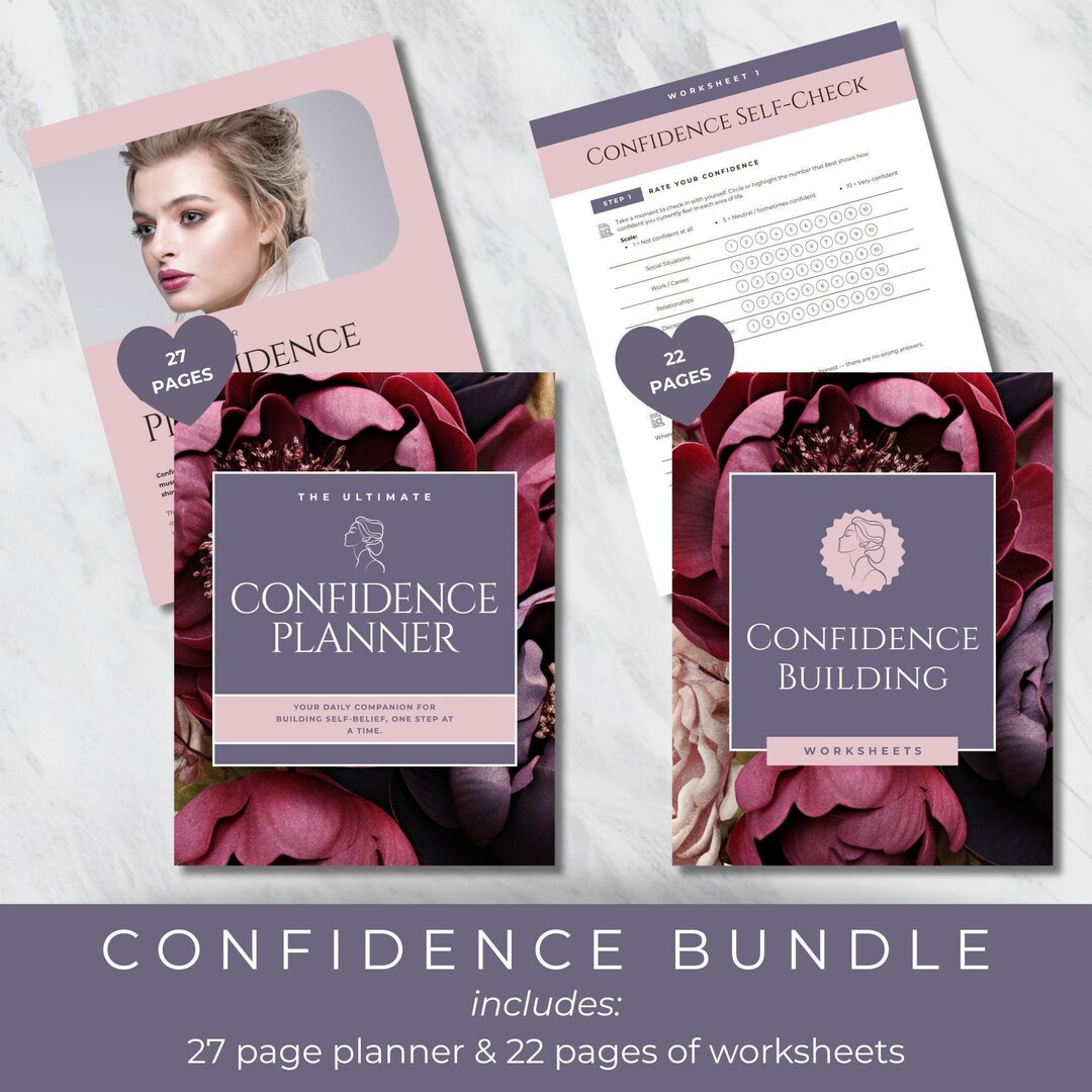 Confidence Planner and Worksheet Bundle | Editable, Printable Templates ...