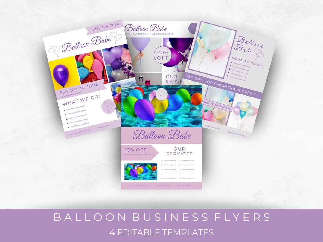 Balloon Business Flyer, Editable and Printable Templates, Marketing and ...