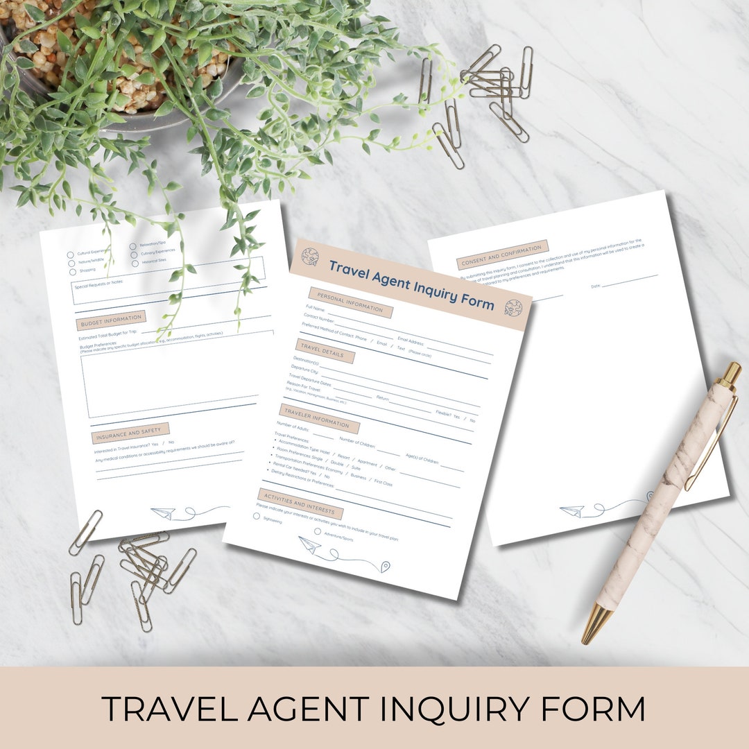 Customizable Travel Agent Inquiry and Client Intake Business Form ...