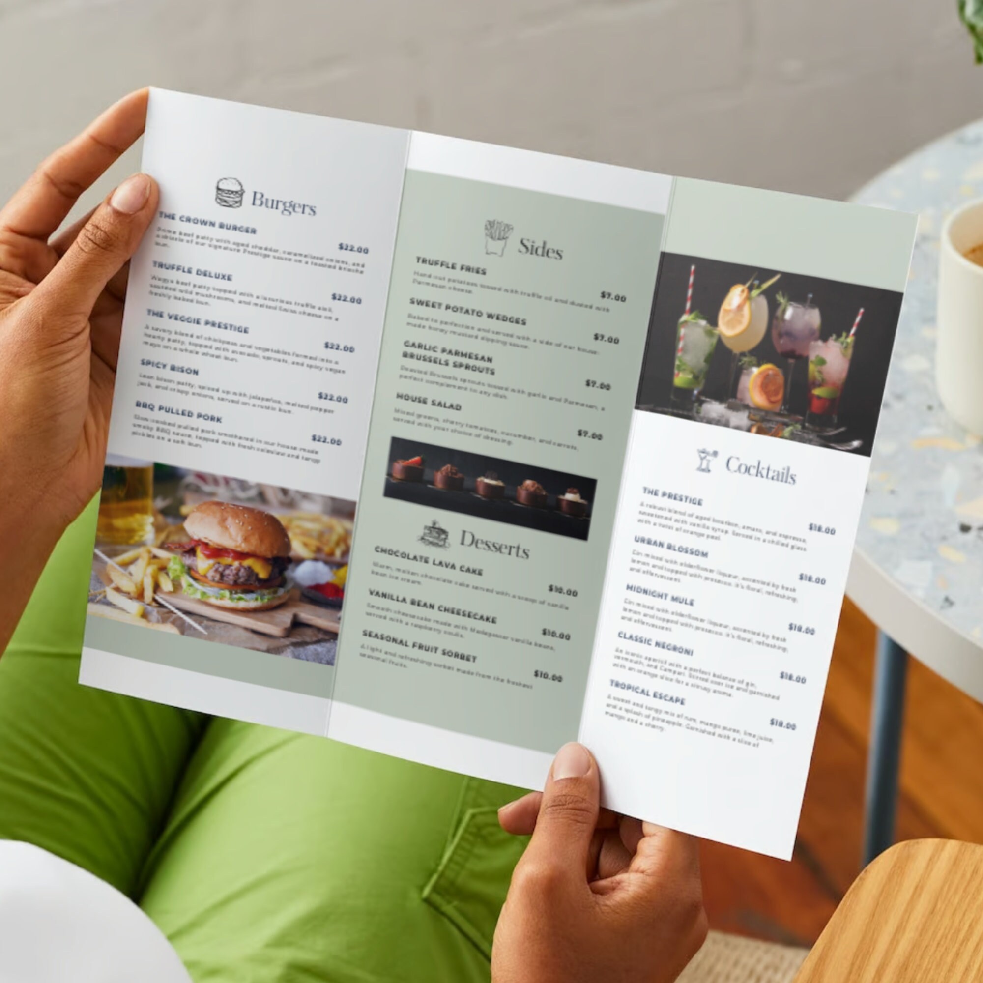 Editable Trifold Menu Brochure Template for Restaurants, Cafes and Food ...
