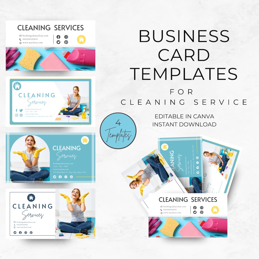 Cleaning Services Business Card Templates | Commercial Cleaning ...