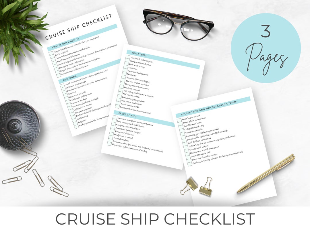 Cruise Ship Checklist Cruise Packing List Cruise Vacation - Etsy