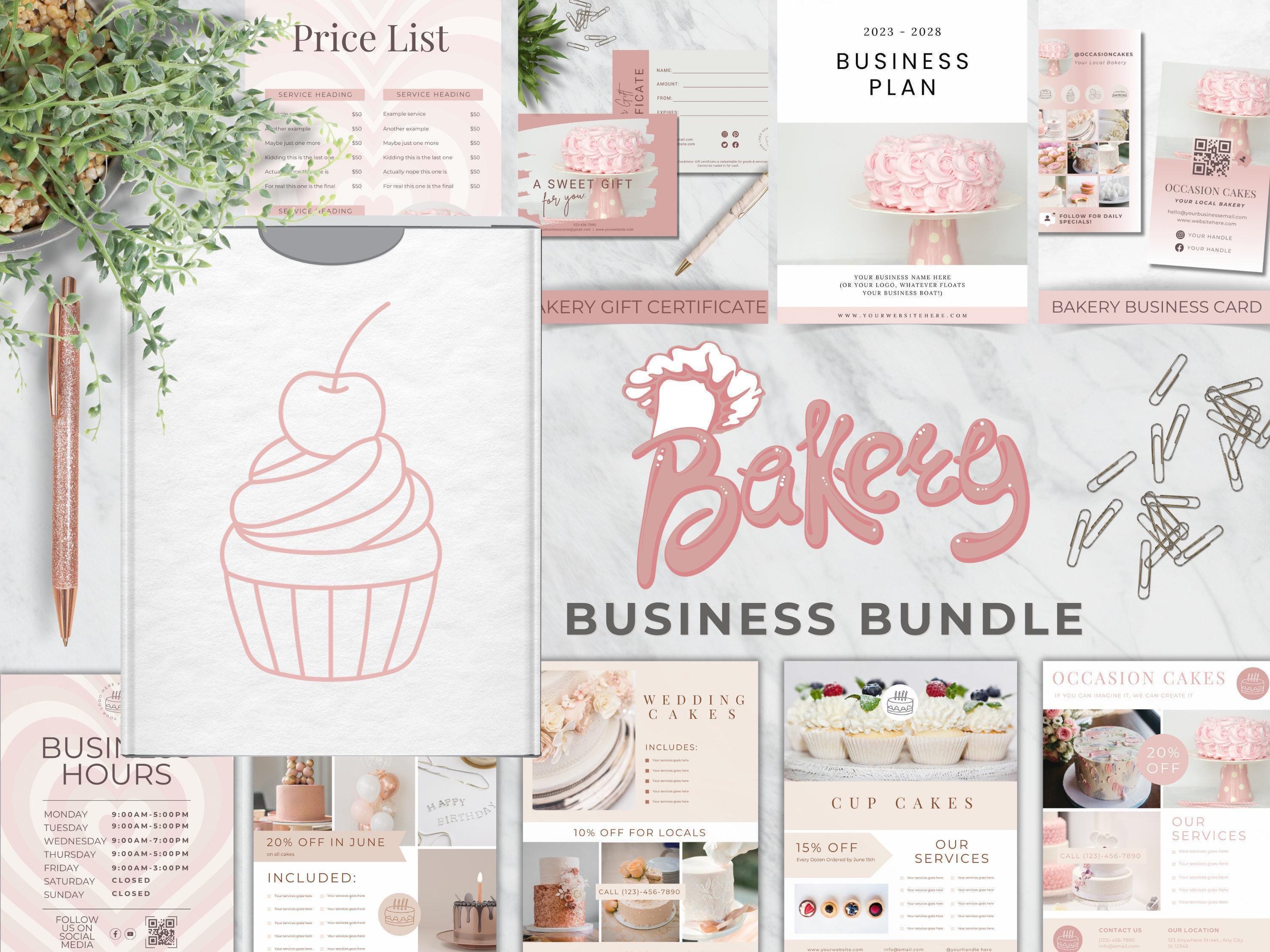Bakery Business Bundle, Editable and Printable Marketing Material for ...