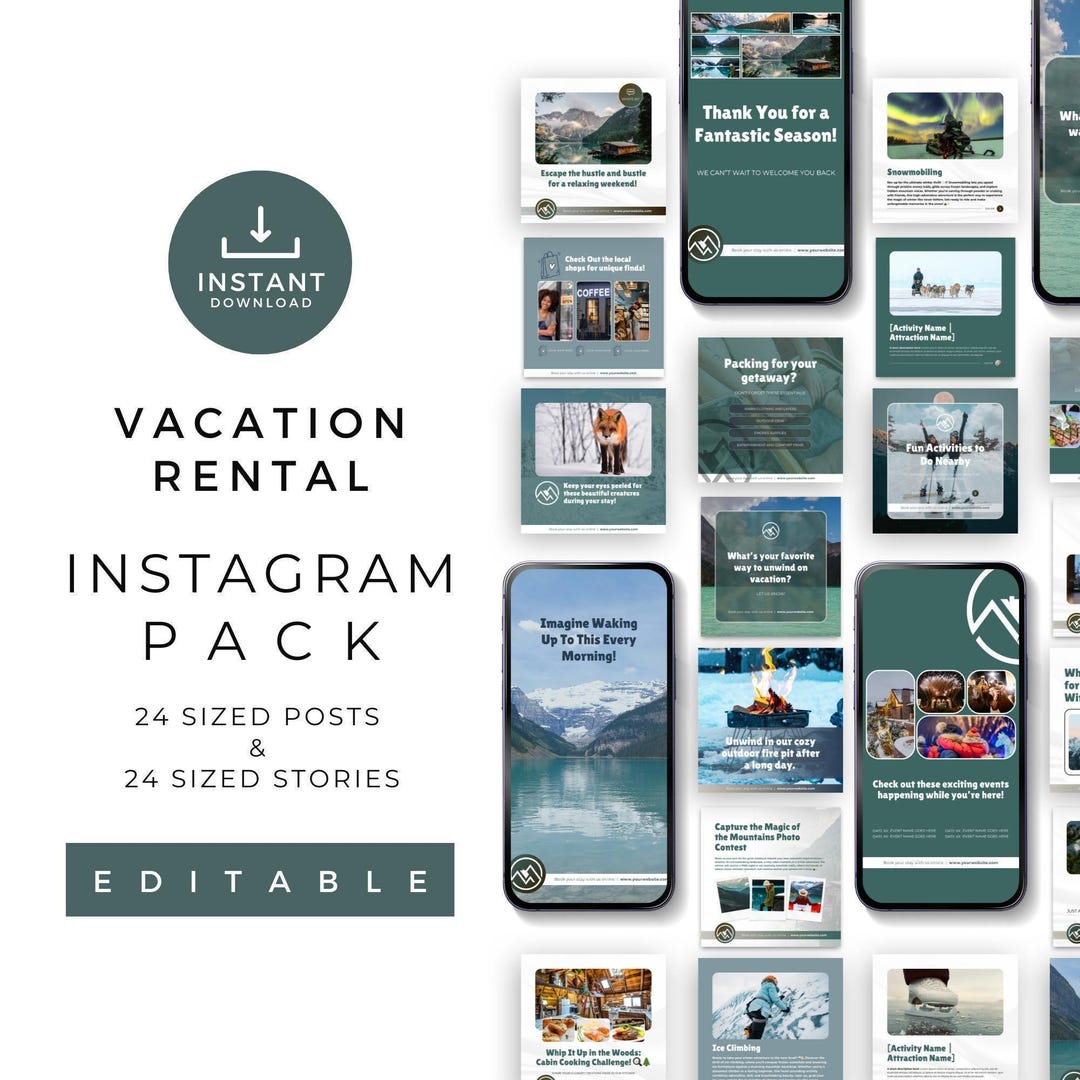 Vacation Rental Marketing Templates | Editable Instagram Posts and ...