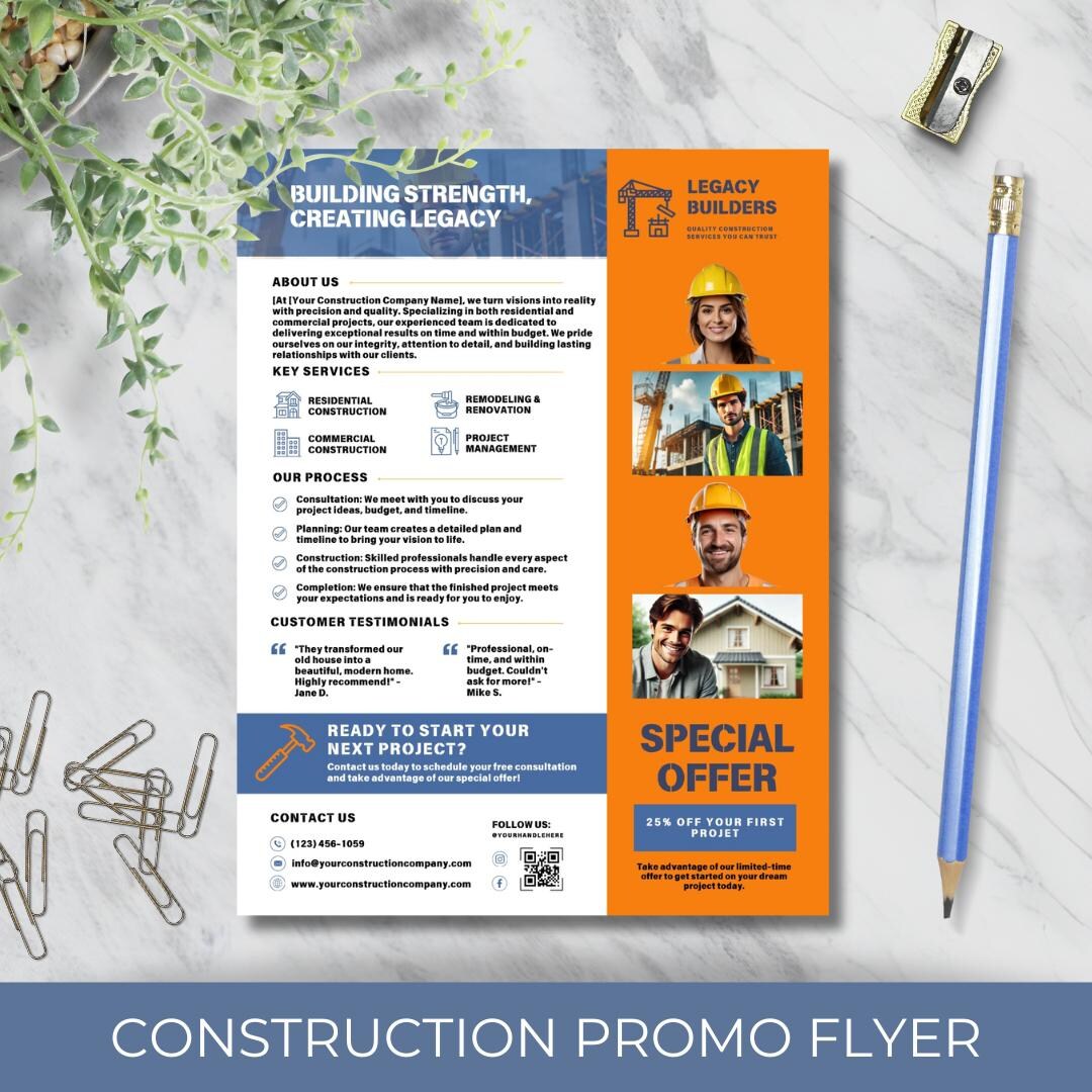 Construction Flyer Template for Home Renovation, Home Builders and ...