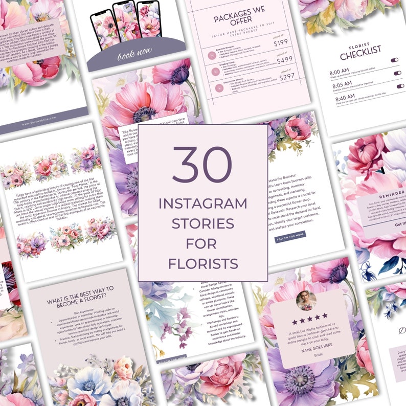 Florist Instagram Stories, Editable Done for You Social Media Content ...