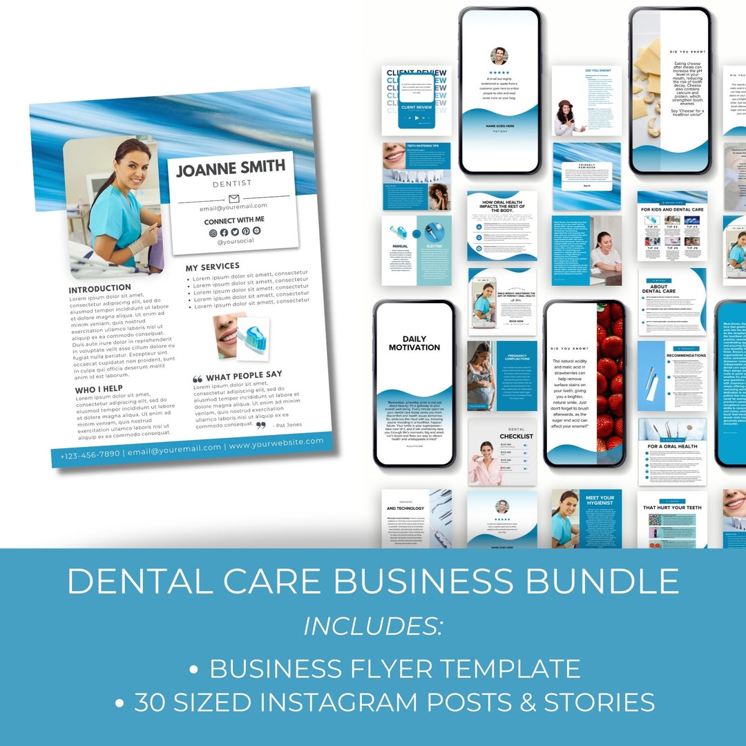 Dental Care Bundle, Editable and Printable Flyer Template, Done for You ...