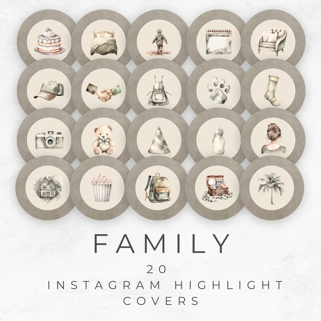 Family Instagram Highlight Covers | Neutral Watercolour Clipart - Etsy ...