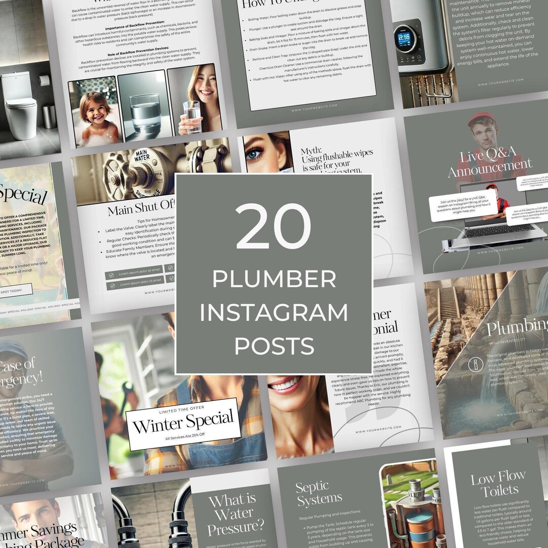 Plumber Social Media Posts for Instagram Feed | Editable Done for You ...