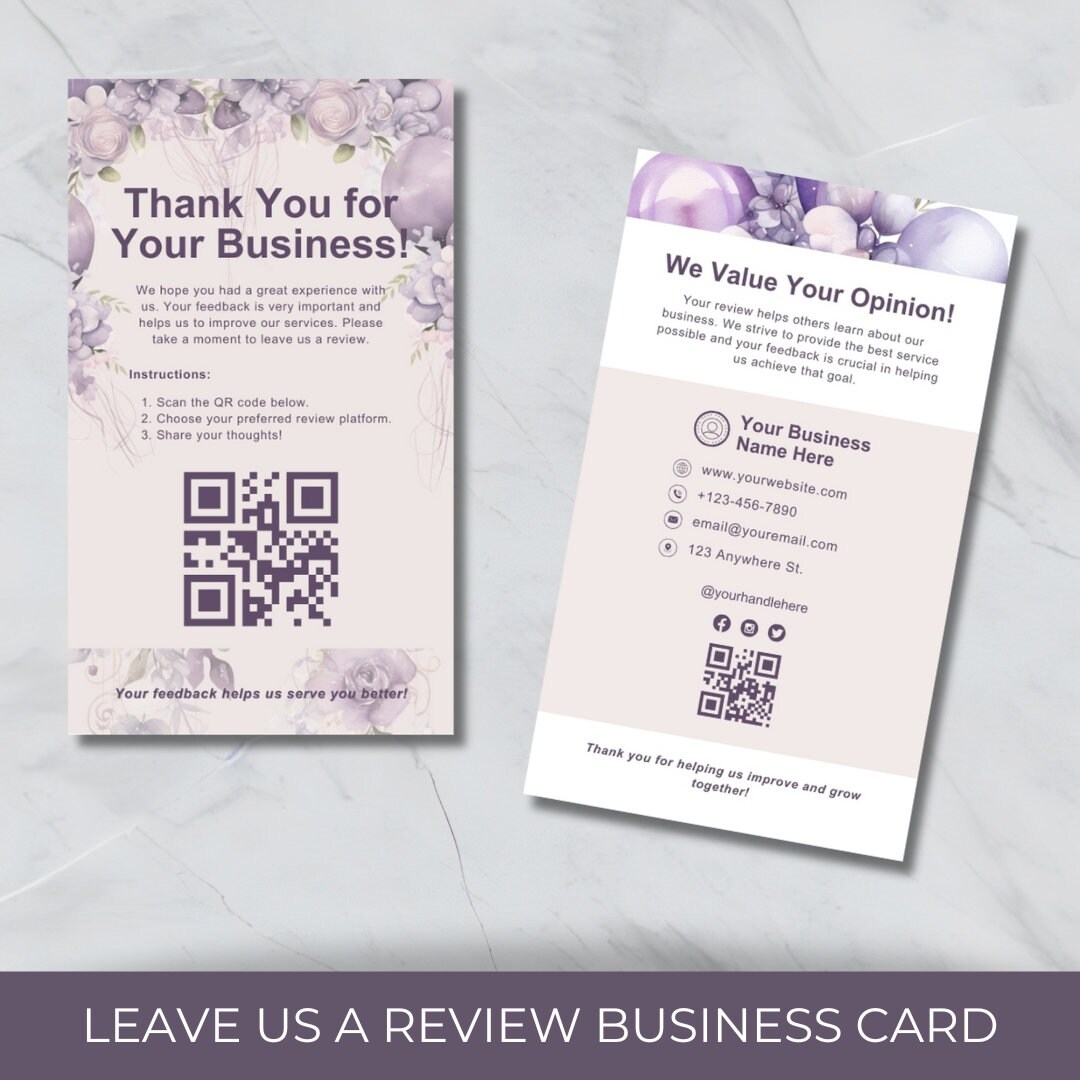 Leave Us A Review Business Card Template With QR Code | Editable and ...