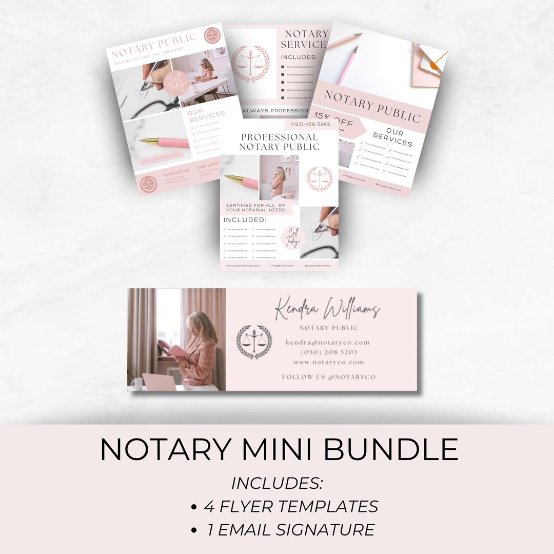 Notary Marketing Flyer, Notary Email Signature, Editable and Printable ...