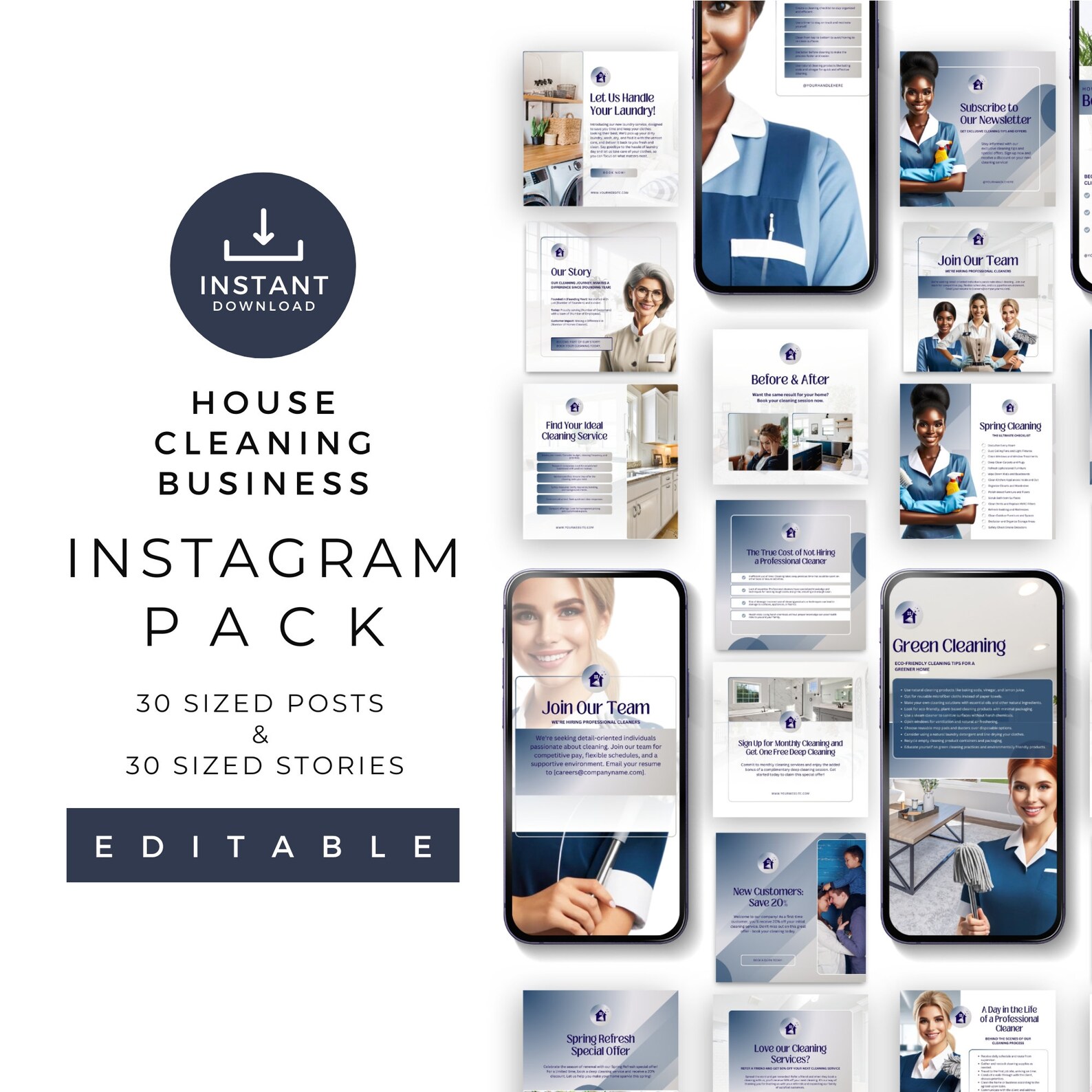 House Cleaning Instagram Posts and Story Templates Bundle for ...