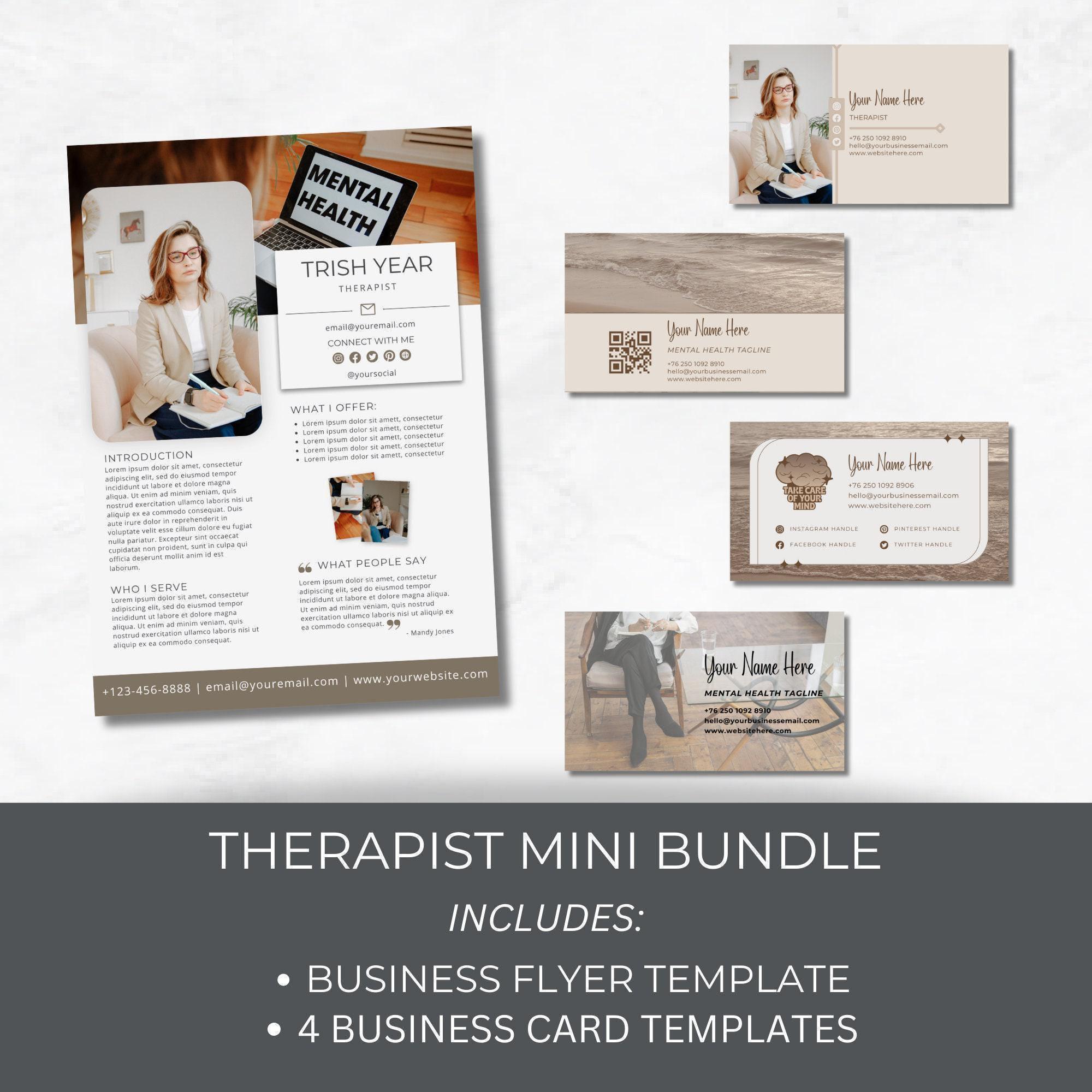 Mental Health Flyer and Business Card Bundle, Marketing Material for ...