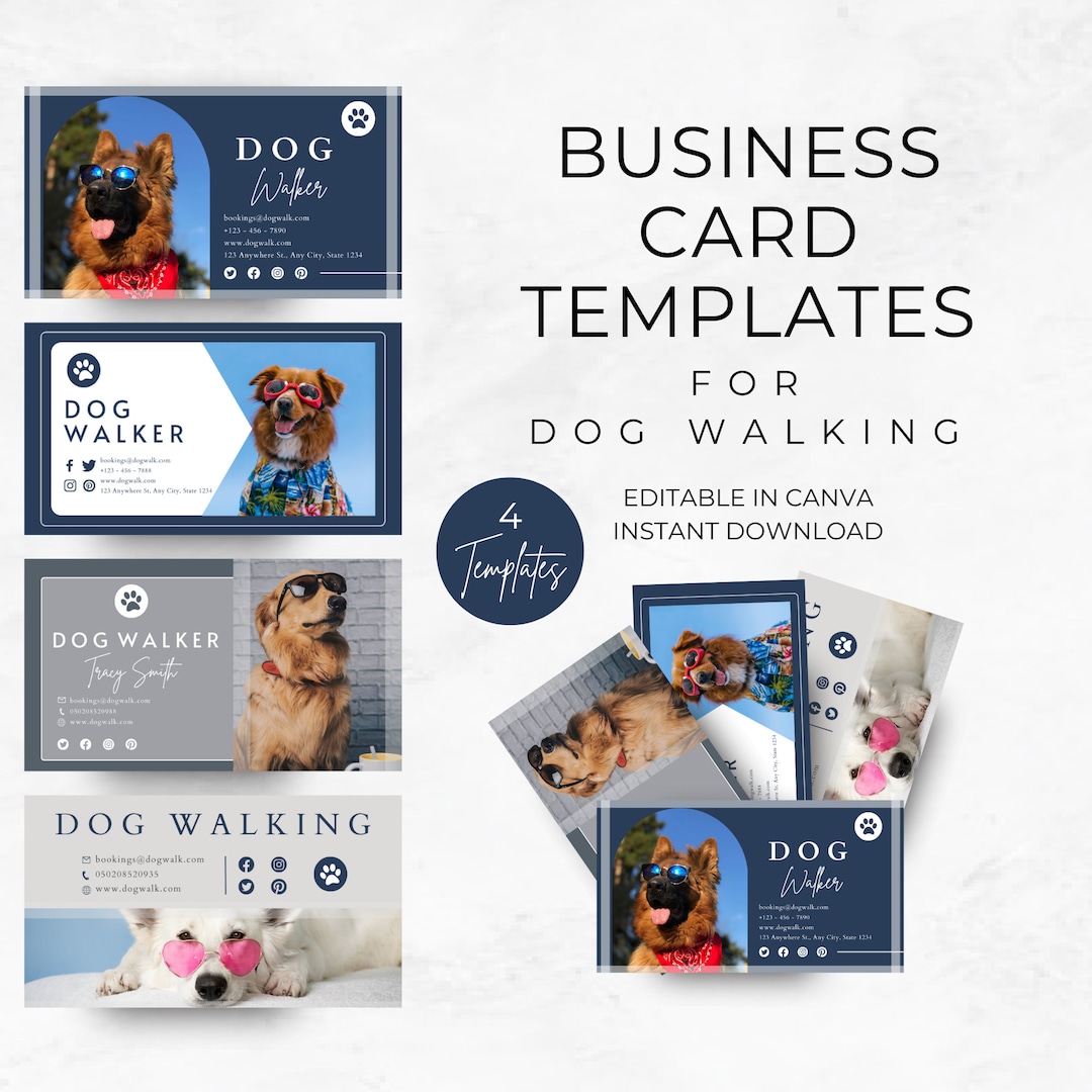Dog Walking Business Card | Dog Walker Cards | Instant Download | Dog ...