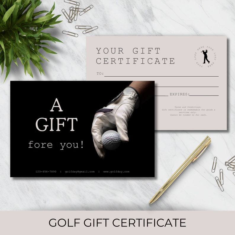 Golf Gift Certificate, Christmas Gift for Him, Instant Download ...