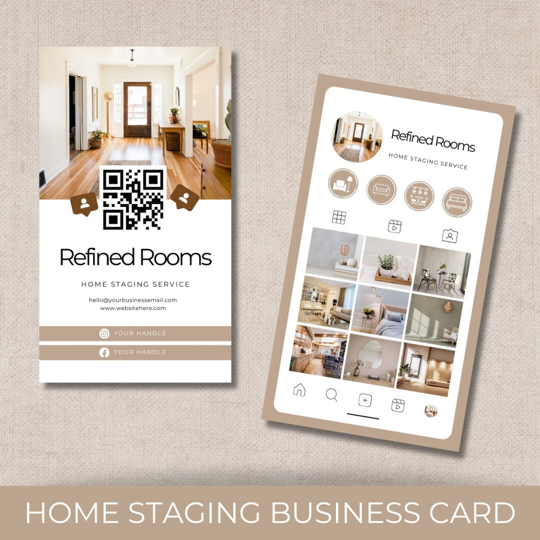Home Staging Business Card Template | Editable and Printable Instagram ...